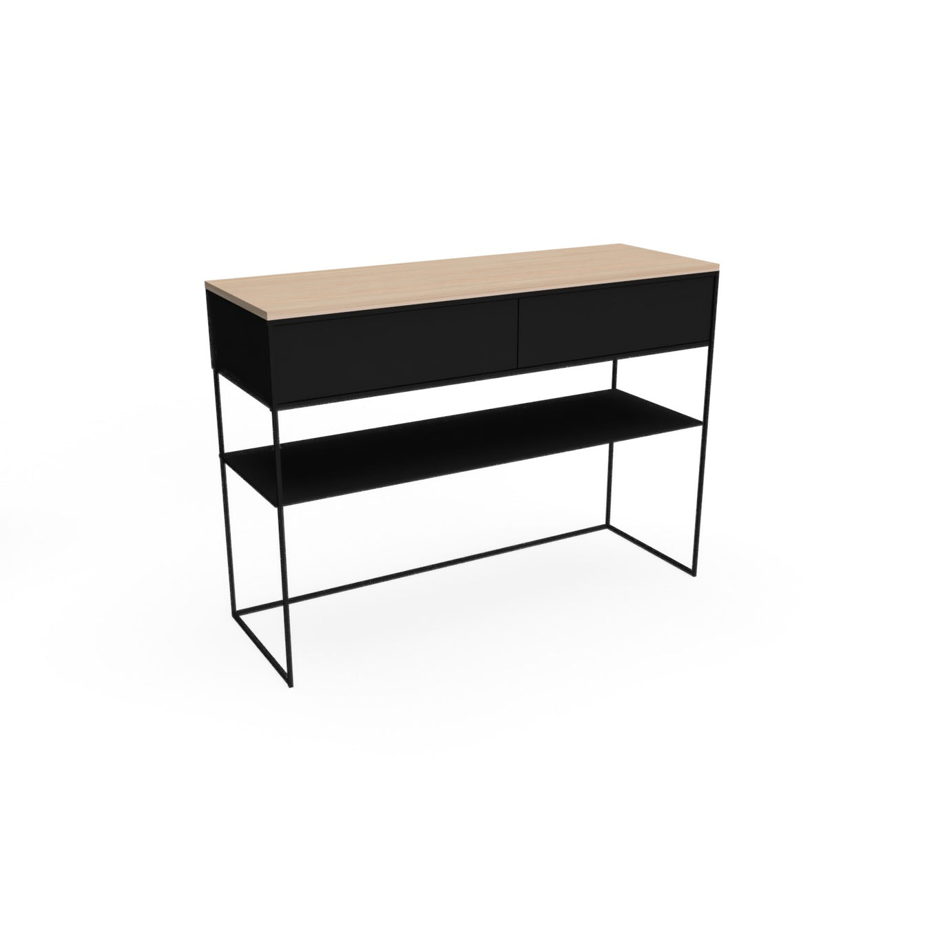 Ella Console Oak Top & Steel Drawers – MattBlackDecor